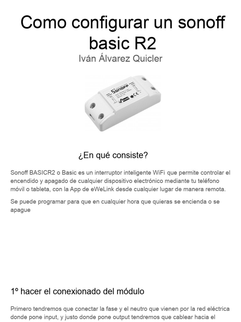 Como Configurar Un Sonoff Basic R2 | PDF