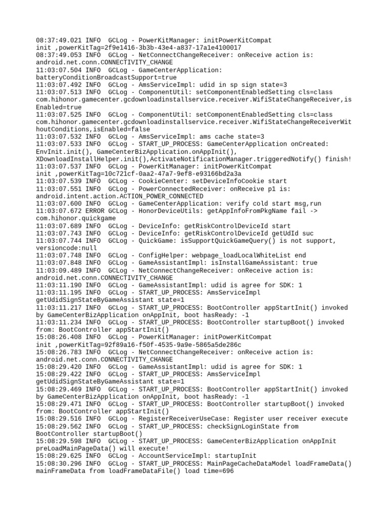 GameCenter App Startup Log Analysis | PDF