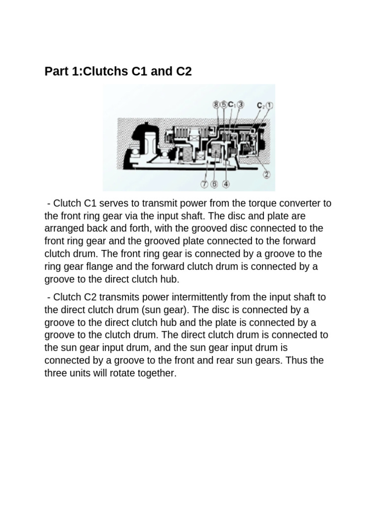 Clutchs C1 JC2 and Dissembly Hydraulic Order | PDF | Clutch | Automatic ...