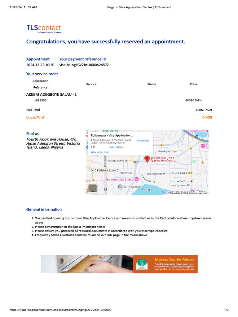 Akeem Belgium Visa Application Centre _ TLScontact | PDF