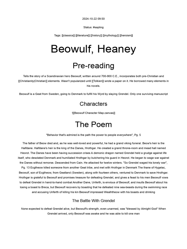 Beowulf, Heaney | PDF | Beowulf | English Heroic Legends