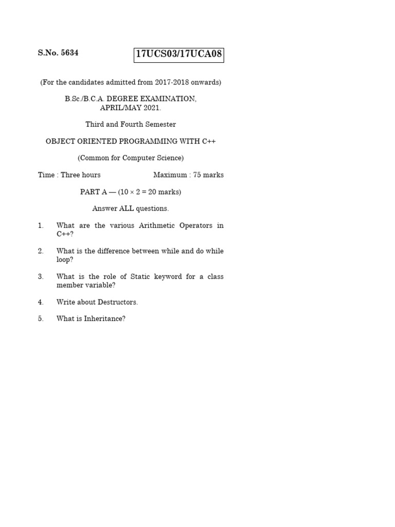 17UCA08_17UCS03_B_Sc_CS_BCA_30_06_2021_AN | PDF | C++ | Method (Computer Programming)