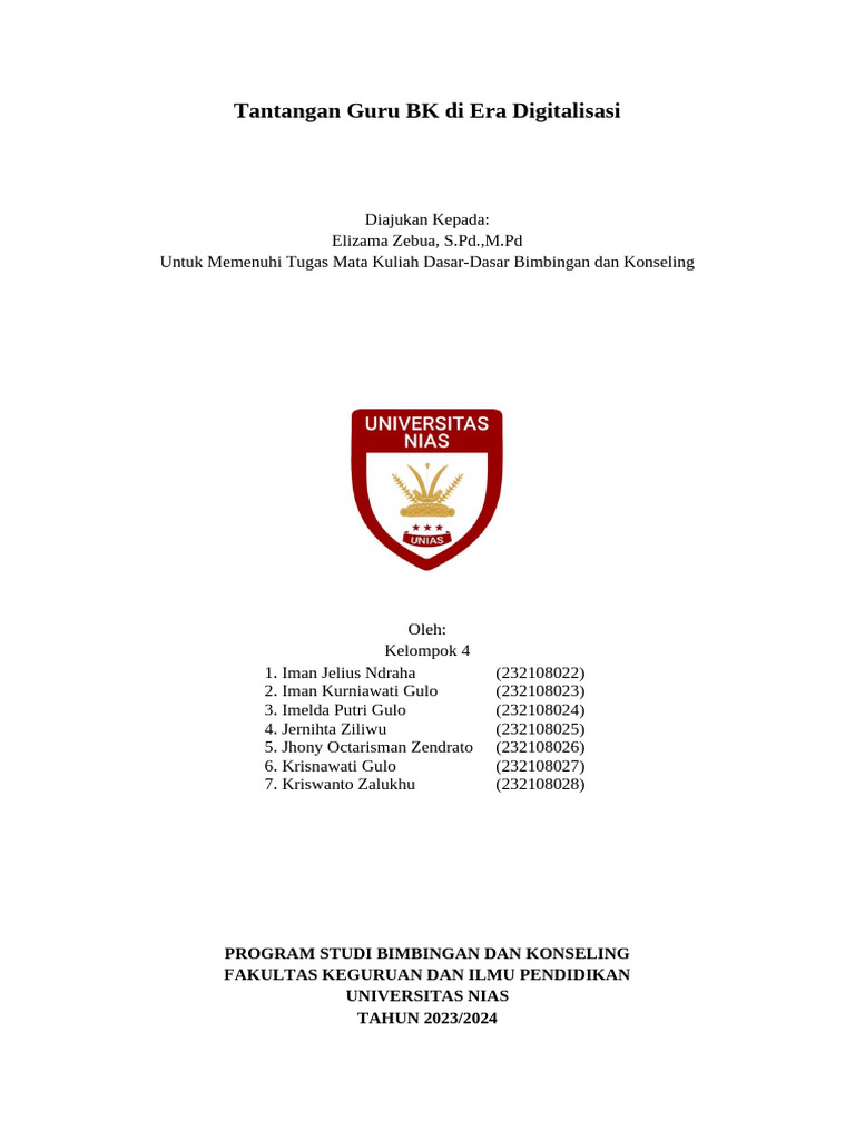 Tantangan Guru BK Di Era Digitalisasi | PDF