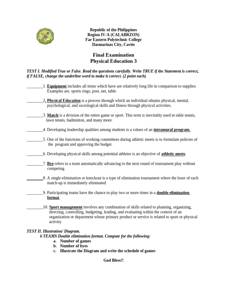 Finals PE3 24 25 | PDF