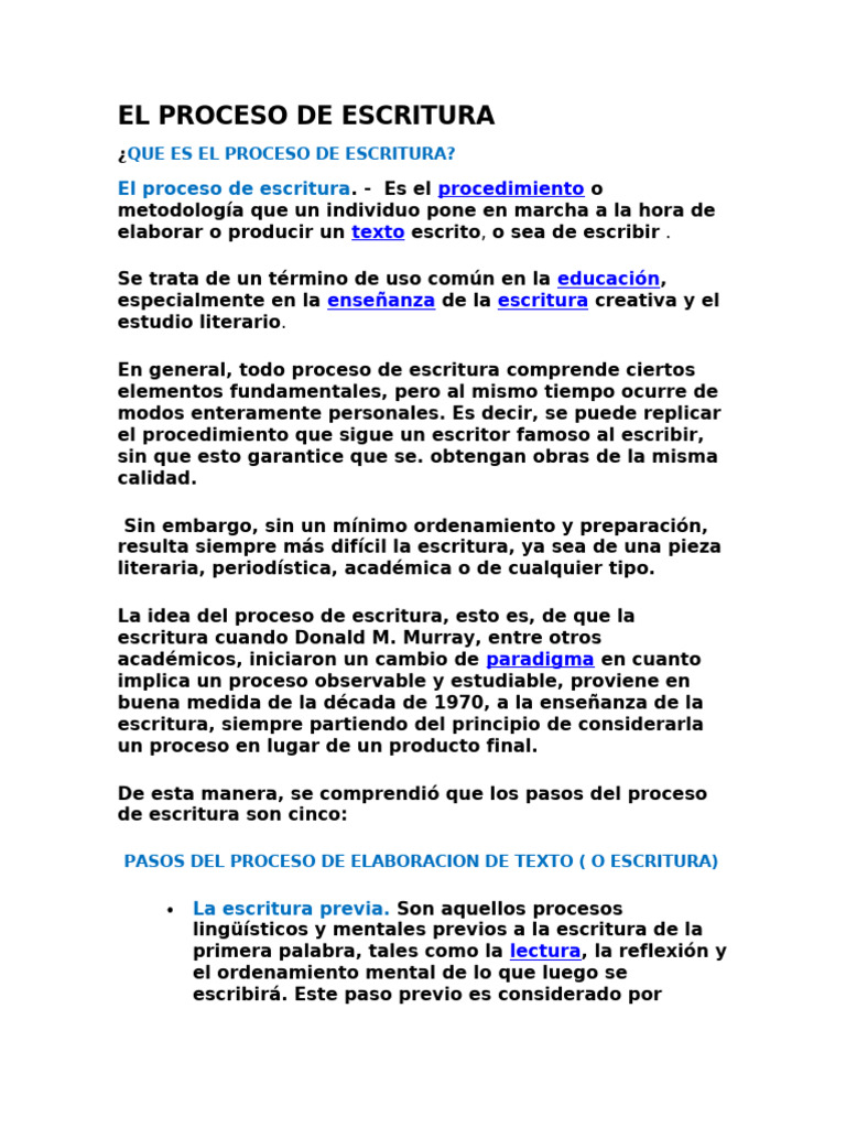 Pasos Clave del Proceso de Escritura | PDF | Escritura | Enseñando