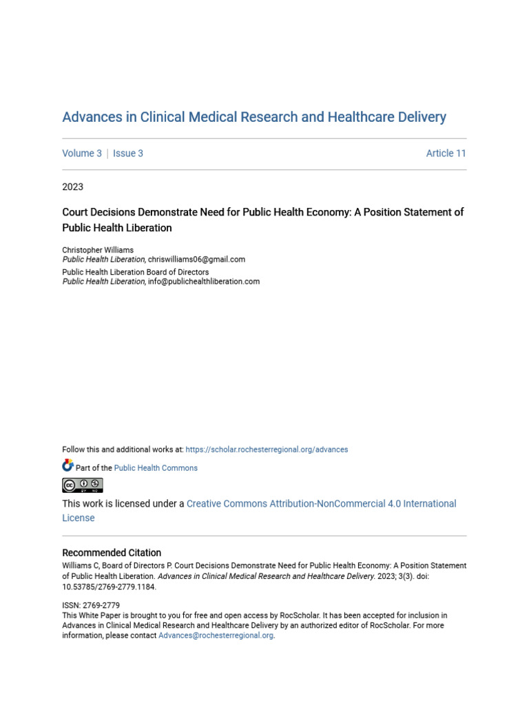 Court Decisions Demonstrate Need For Public Health Economy - A Position ...