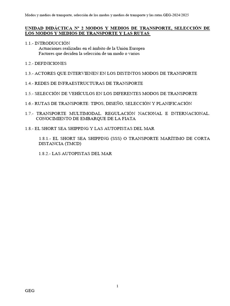 TEMA 2 SELECCIÓN DE MODOS Y MEDIOS DE TRANSPORTE Y RUTAS TIM | PDF | Transporte Intermodal de ...