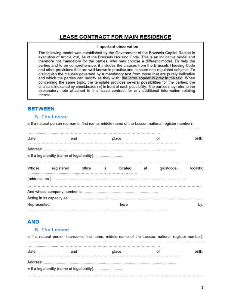 Modele Bail Classique Residence Principale en 2 | PDF | Lease | Renting