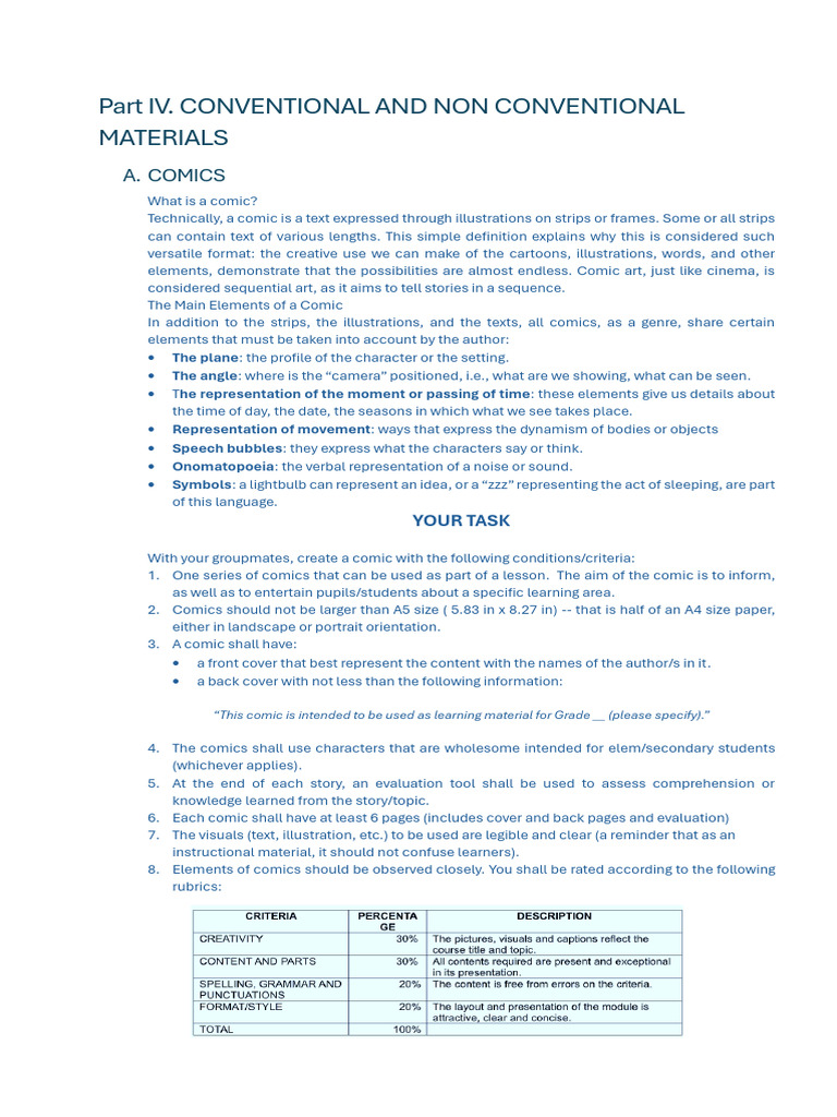 TTL-ACTIVITY-4.1 | PDF | Comics | Rubric (Academic)