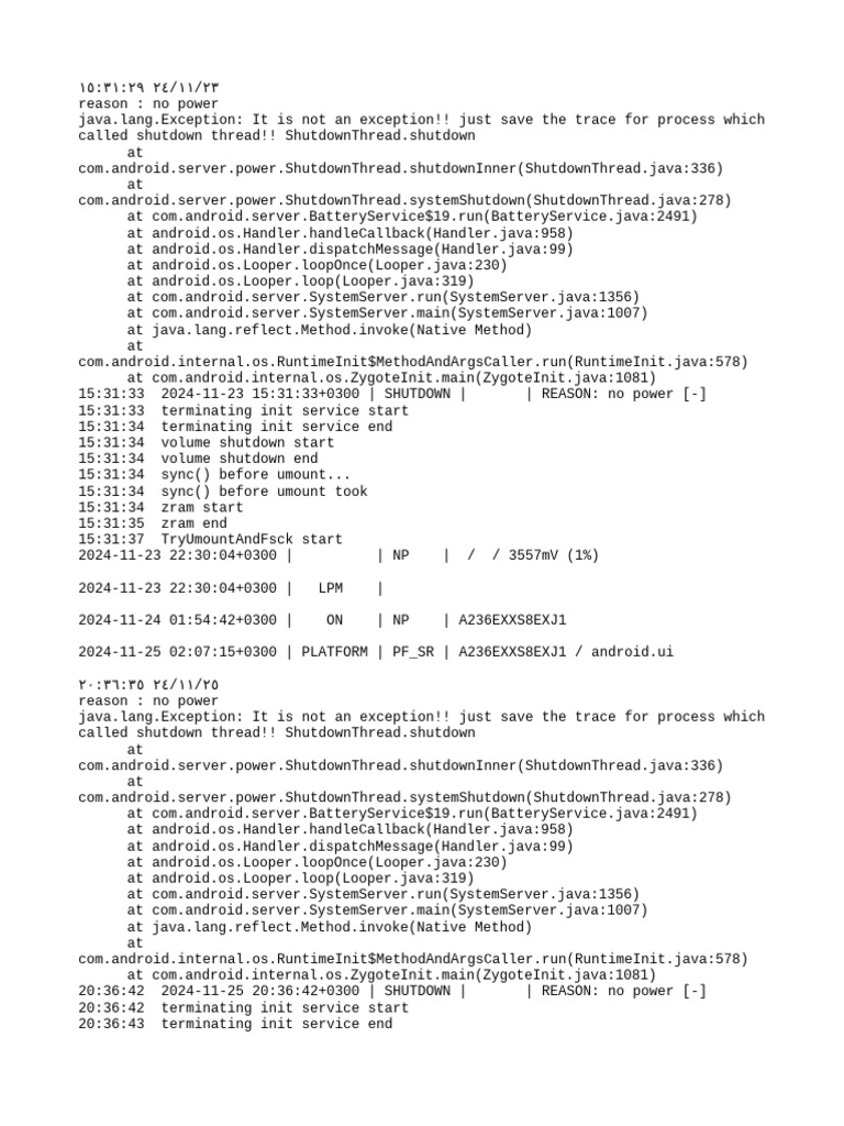 Android Shutdown Log Analysis | PDF | Java (Programming Language) | Computer Science