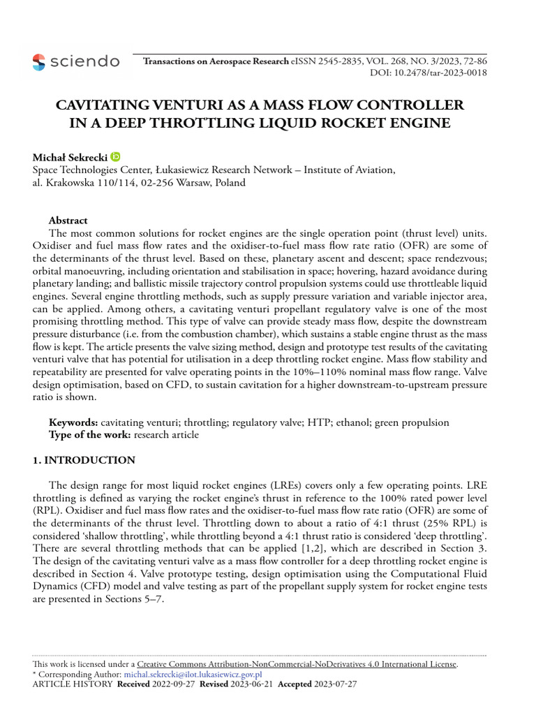 Cavitating_Venturi_as_a_Mass_Flow_C | PDF | Rocket Engine | Throttle