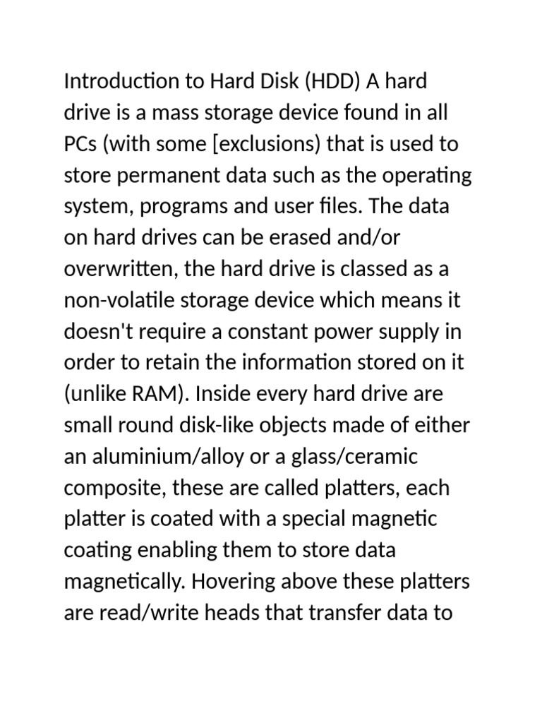 Introduction To Hard Disk | PDF