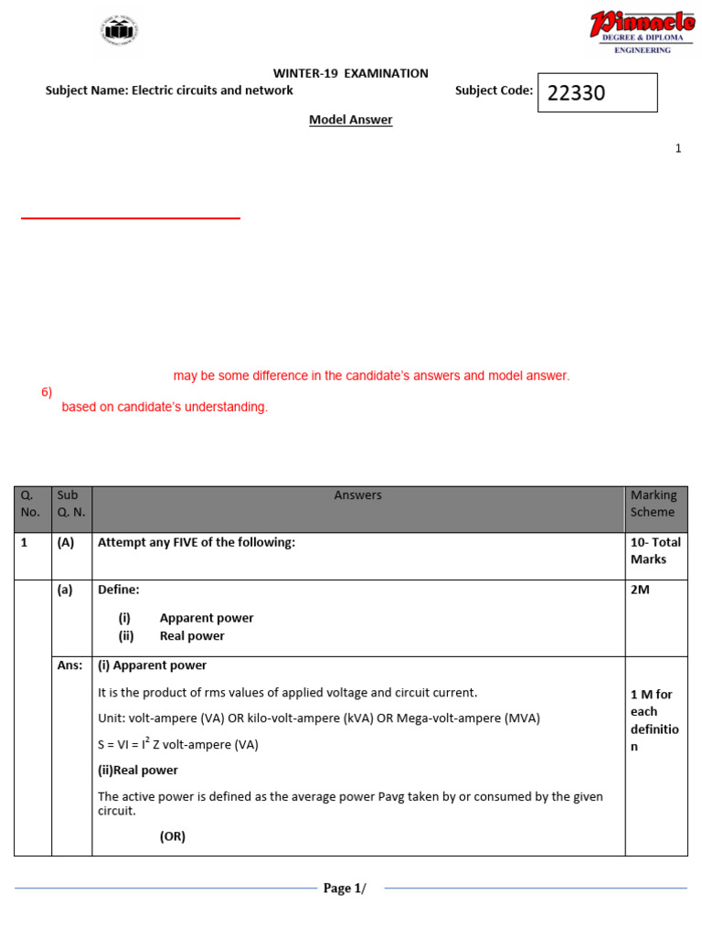ECN 2019 Winter Model Answer Paper | PDF | Inductor | Electrical Network
