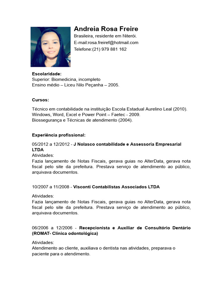 Currículo 2024 Andreia Rosa Freire | PDF
