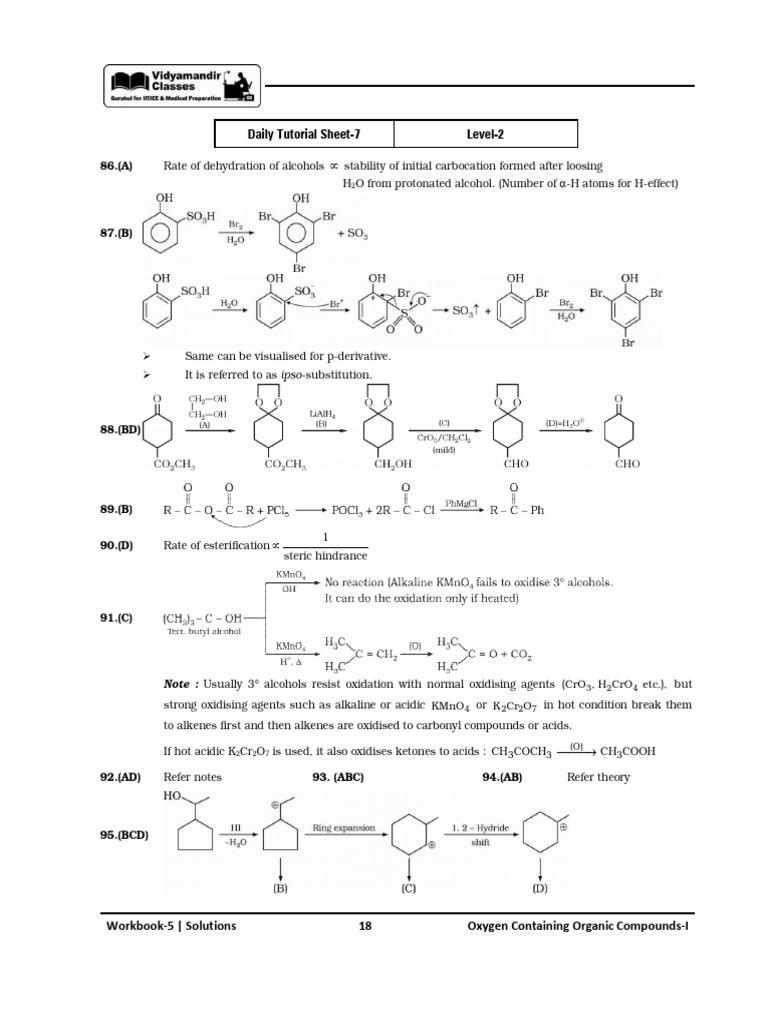 Oxygen Containing Organic Compounds-I - DTS 7 Sol | PDF