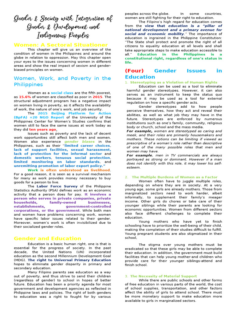 Women-A-Sectoral-Situationer-Part-1-HANDOUTS | PDF | Woman ...