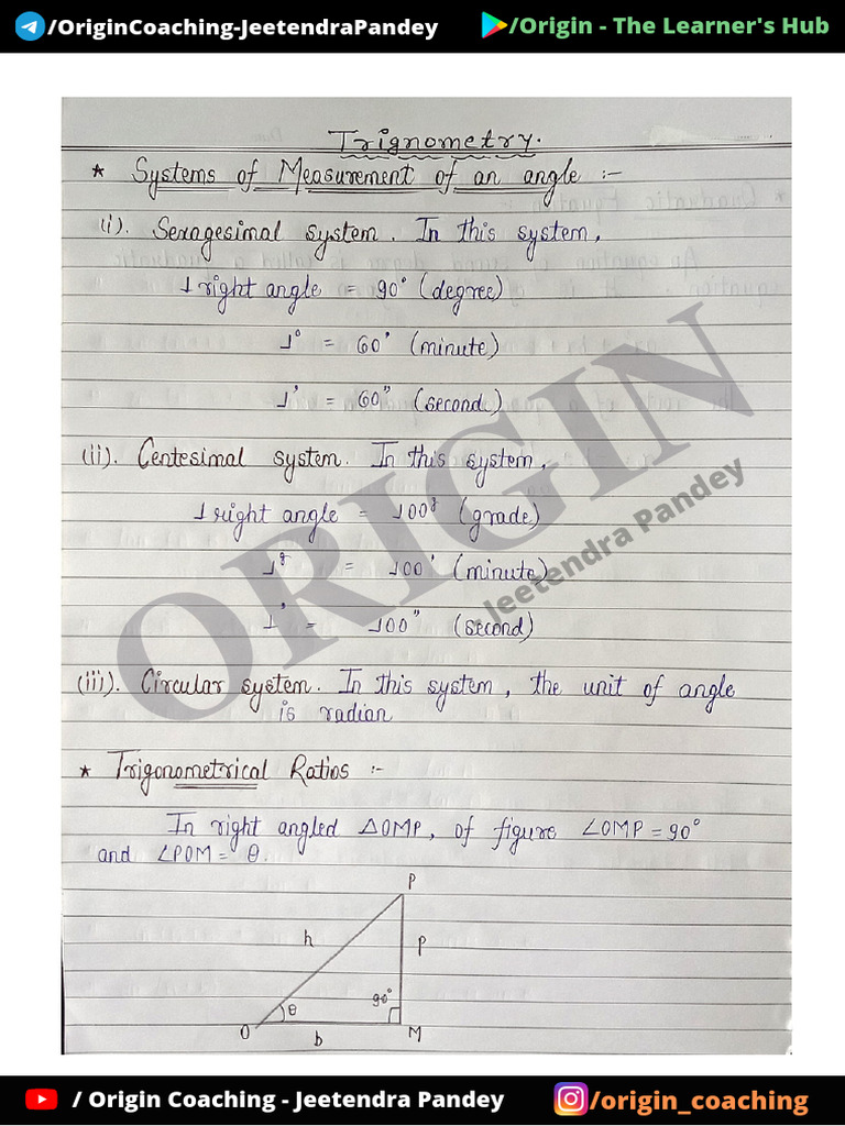 Trigonometry - BMT For Physics | PDF