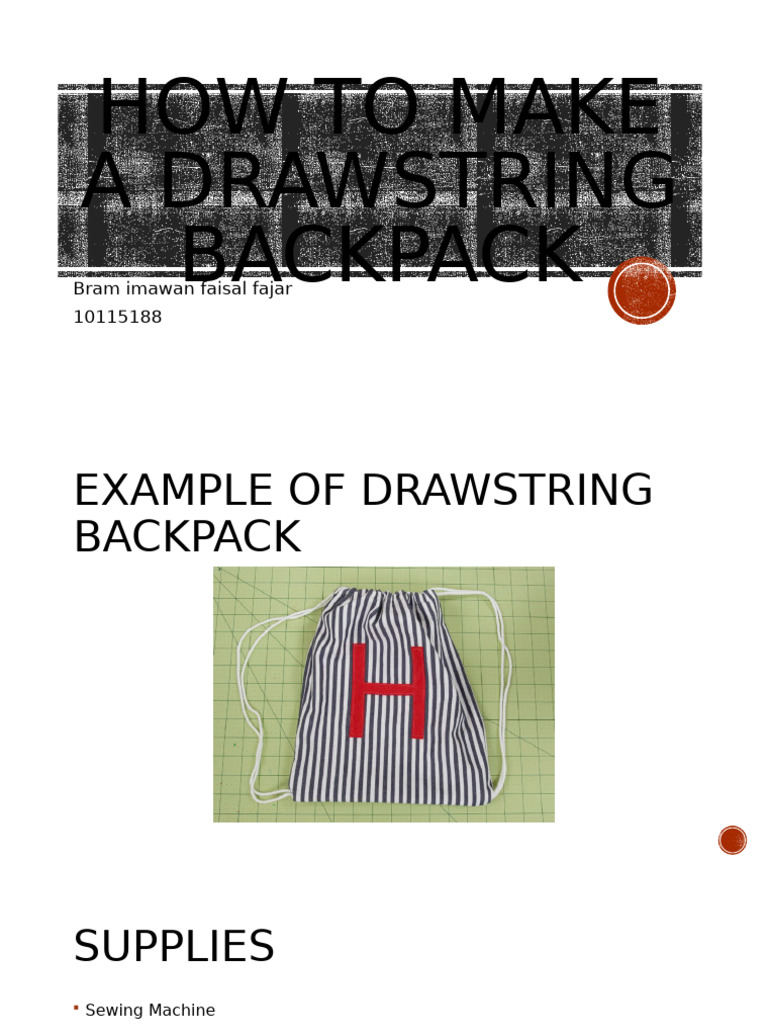DIY Drawstring Backpack Tutorial | PDF | Sewing | Seam (Sewing)