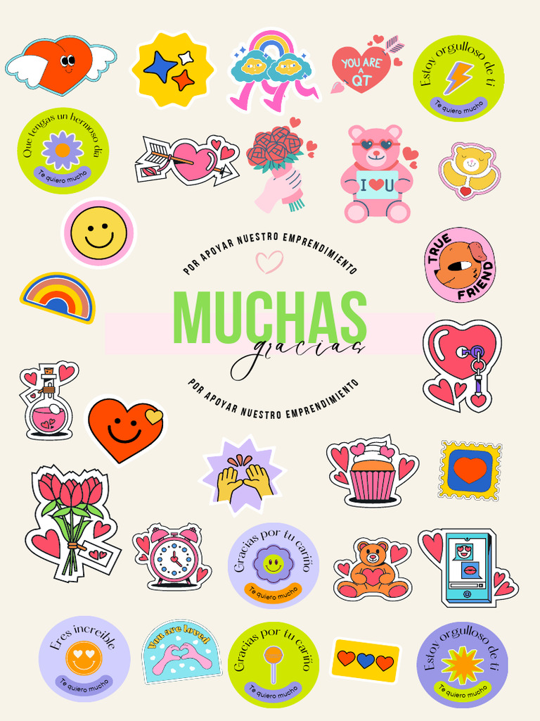 Documento A4 Stickers Amor y Amistad Colorido | PDF