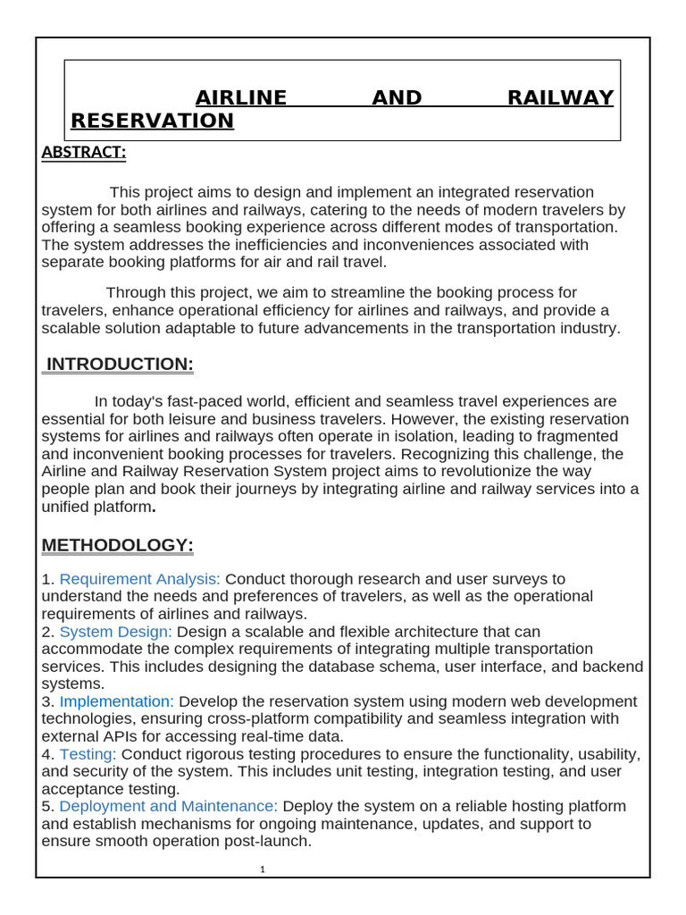 Integrated Airline and Railway Booking System | PDF | Computer Science | Systems Engineering