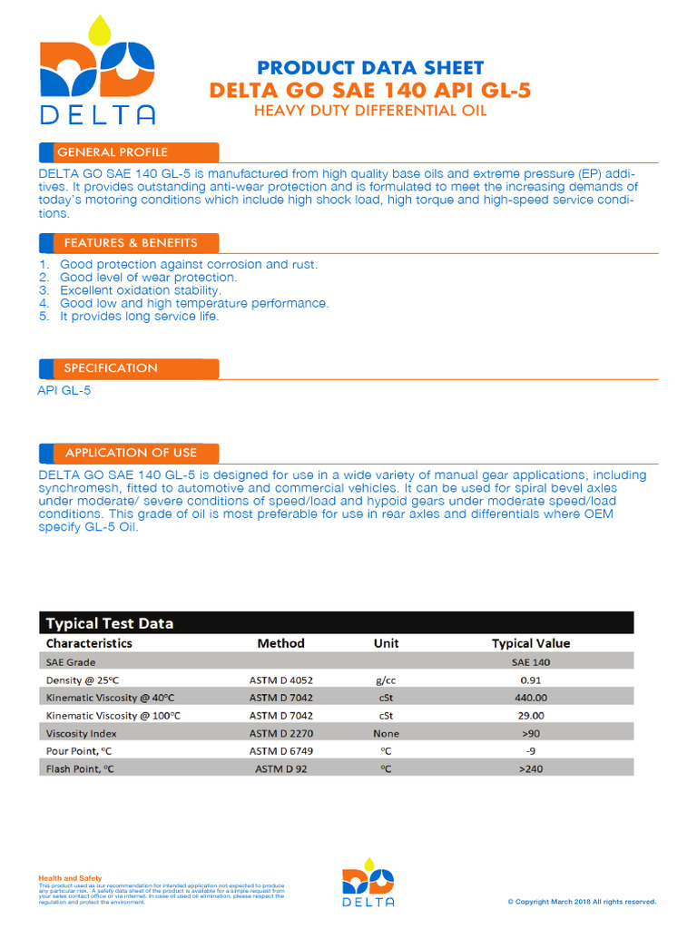 Delta Data Sheet Delta Go Sae140 Gl5- 7 | PDF