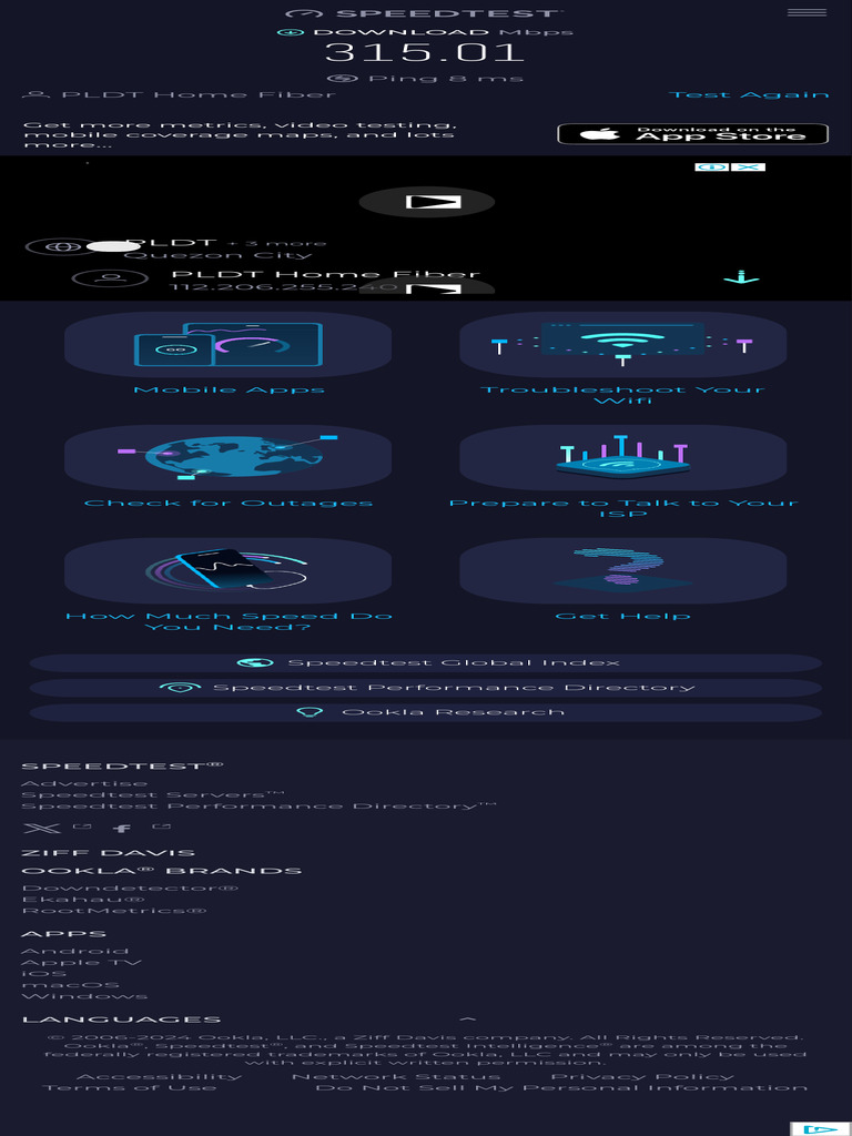 Speedtest by Ookla - The Global Broadband Speed Test | PDF