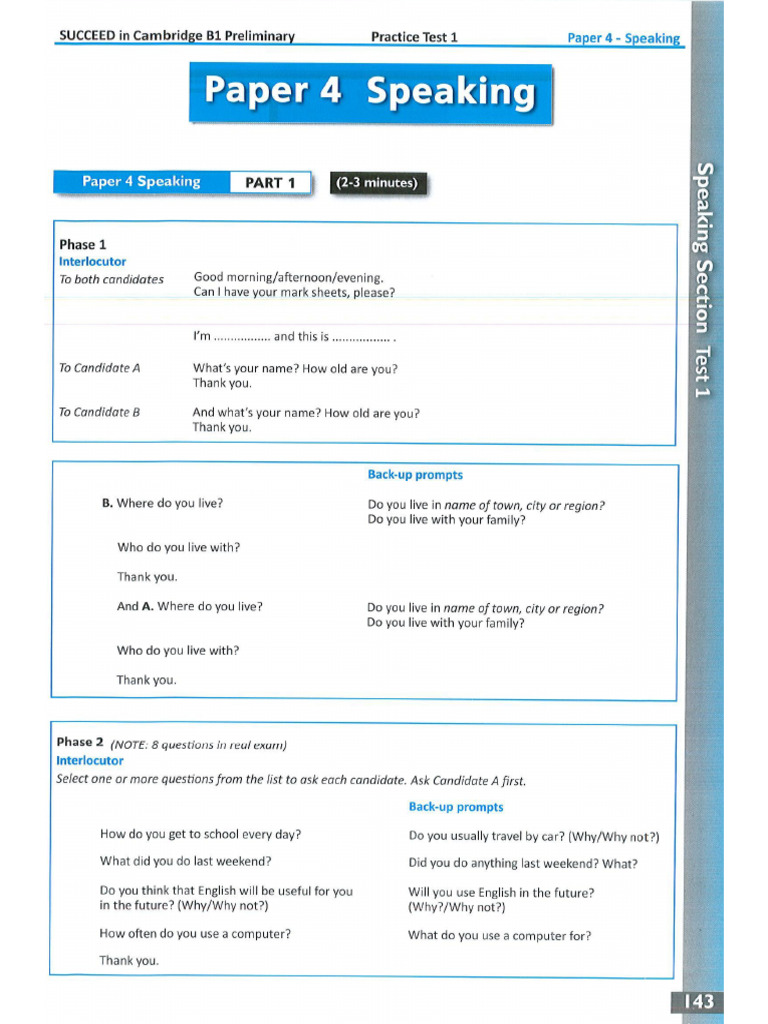 PET Speaking Flie | PDF