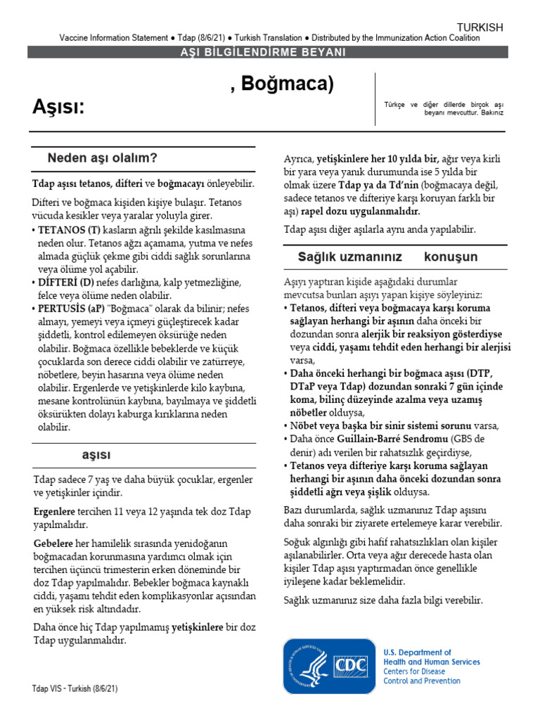 Turkish Tdap | PDF