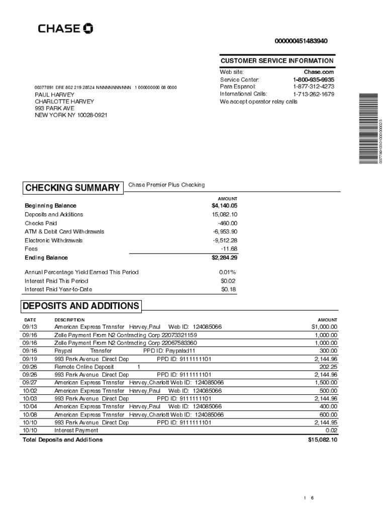 Chase Account Summary: Sept-Oct 2024 | PDF | Debit Card | Banking