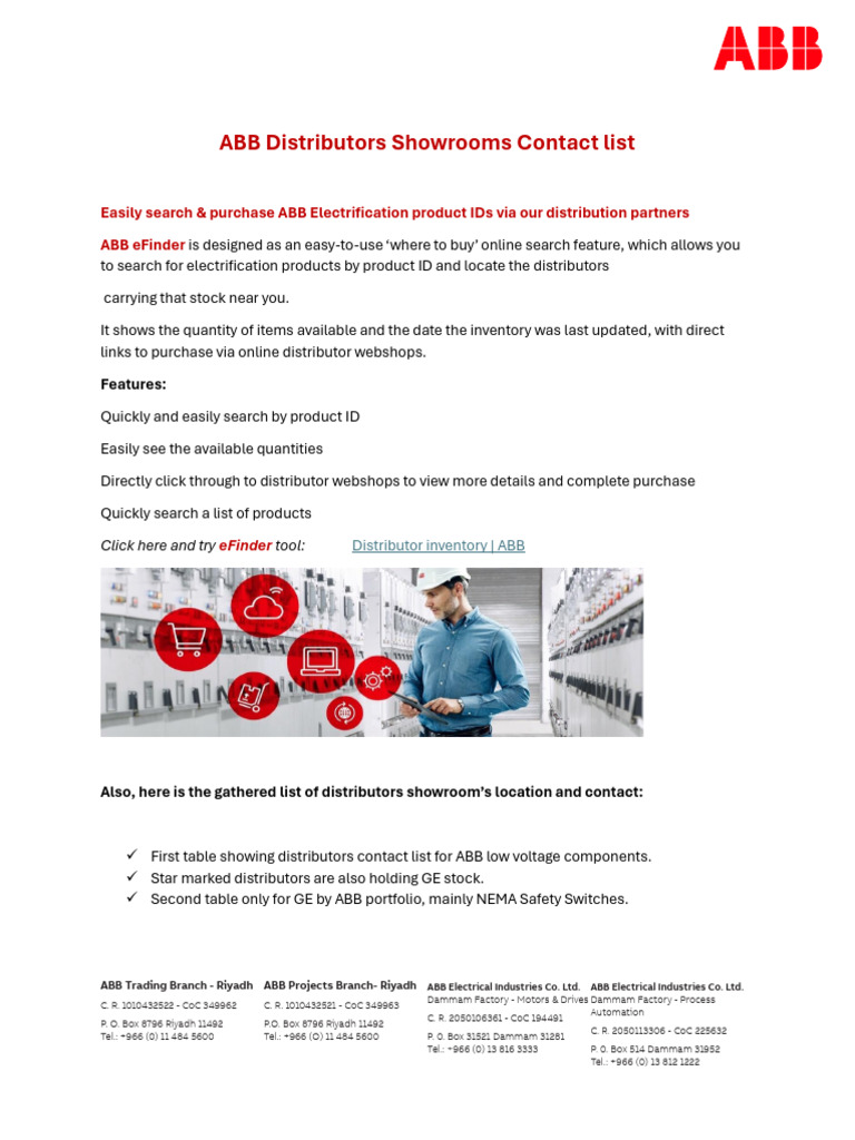 ABB Distributors Contact List KSA | PDF