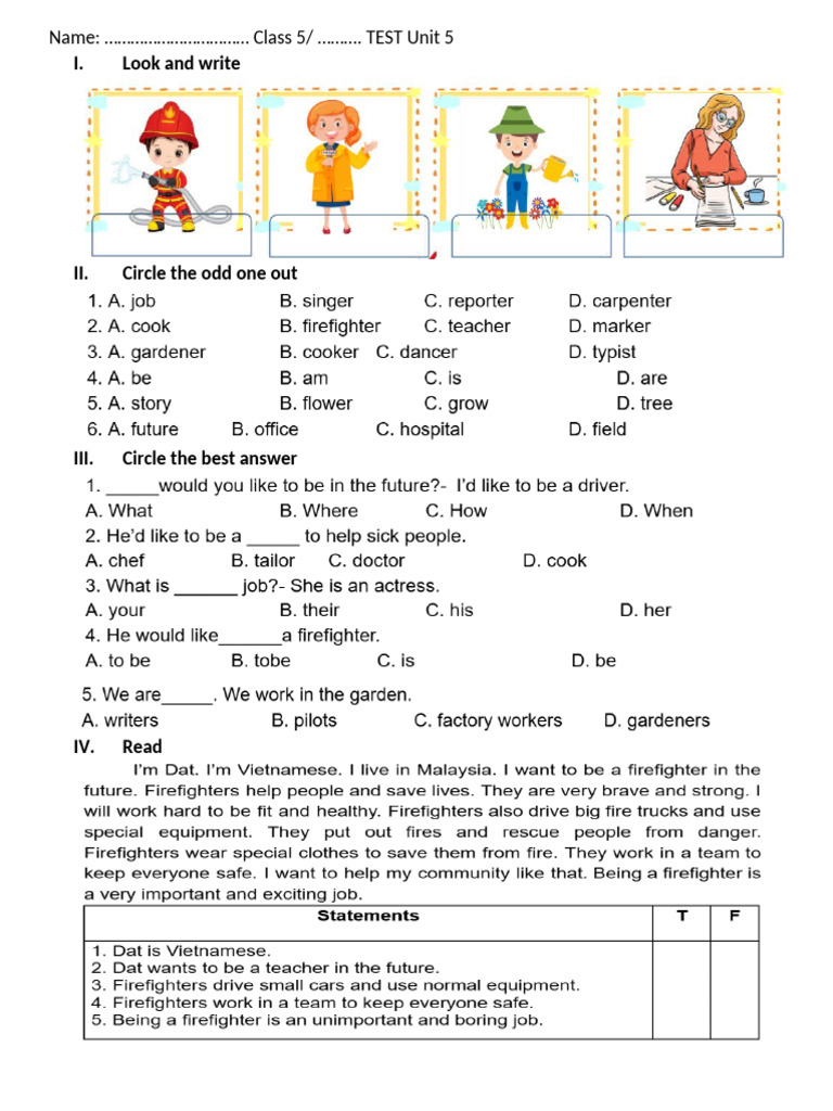 TEST Unit 5 - Lop 5 | PDF