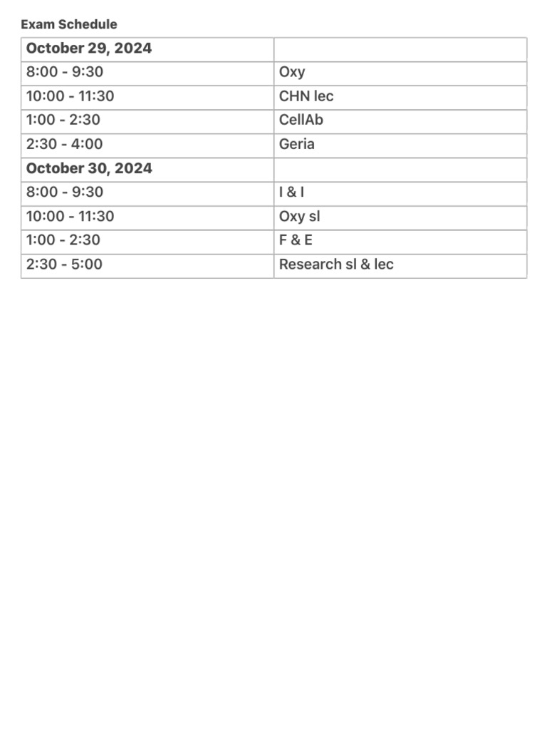 Exam Schedule | PDF