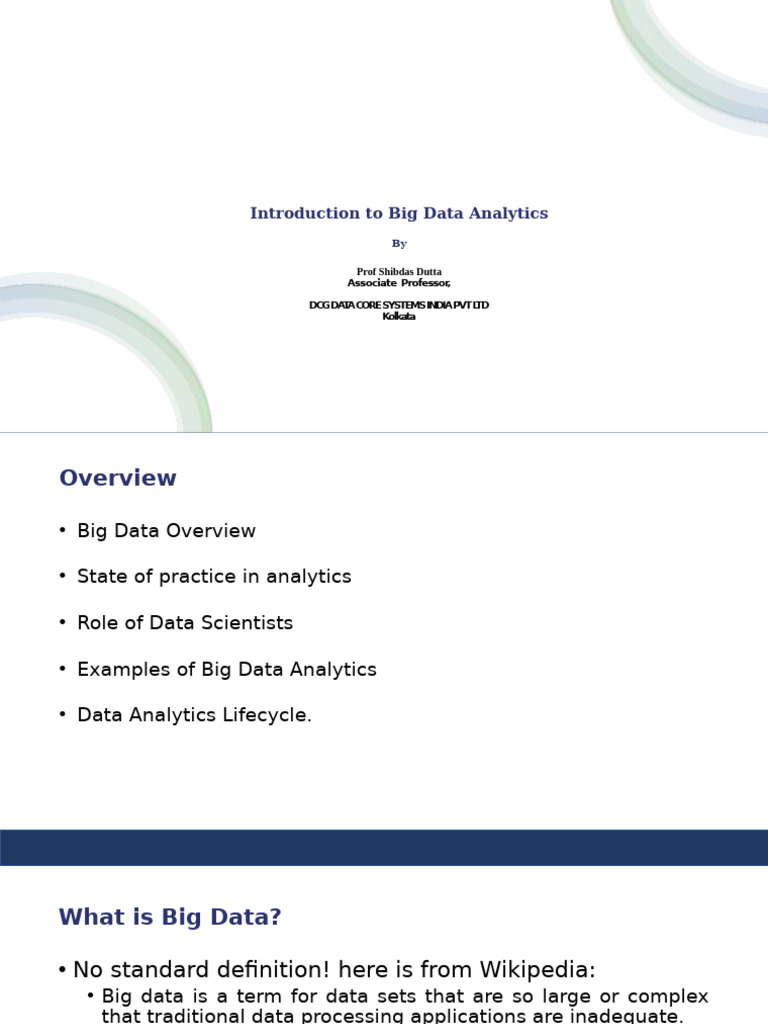 Unit-1 Introduction To Big Data Analytics | PDF | Data Science | Big Data