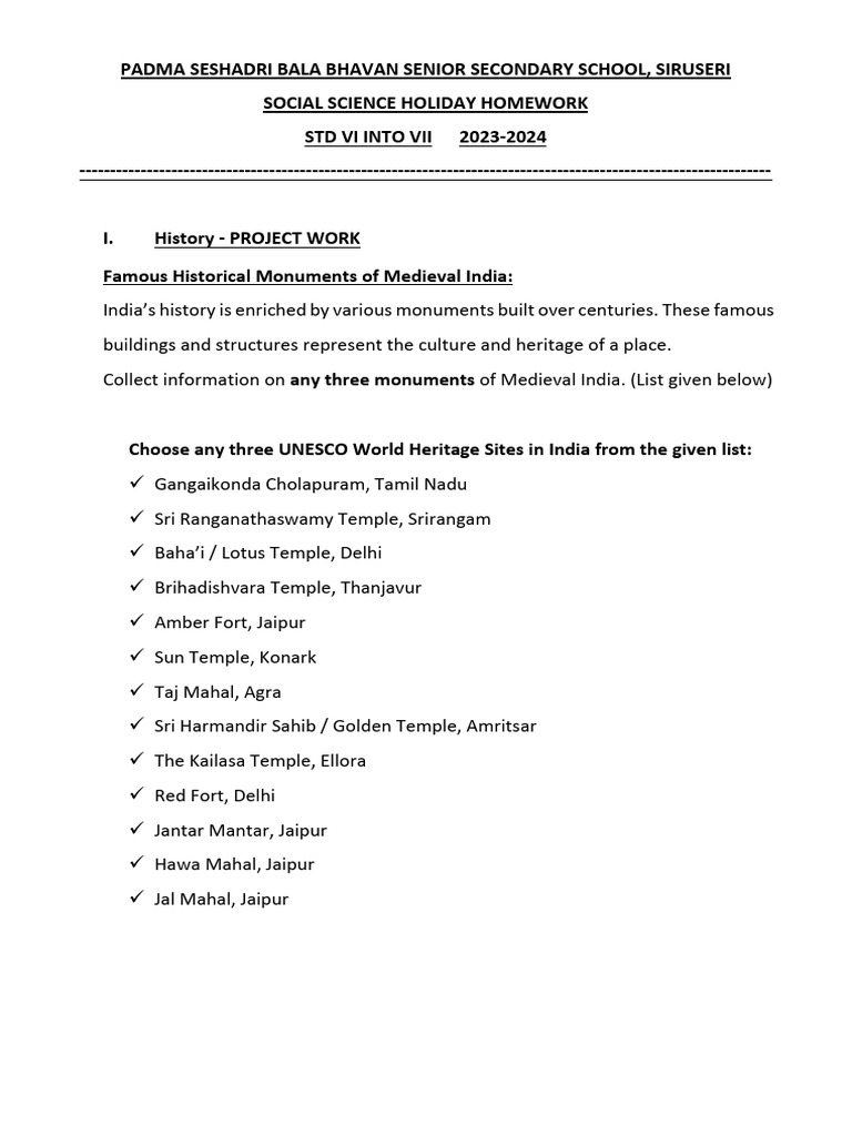 STD VI Into VII-SOCIAL SCIENCE HHW - 23-24 | PDF | Latitude | Geography