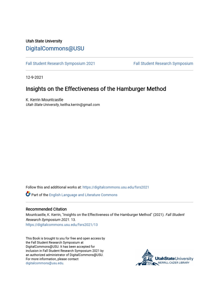 Insights On The Effectiveness of The Hamburger Method | PDF | Teachers ...
