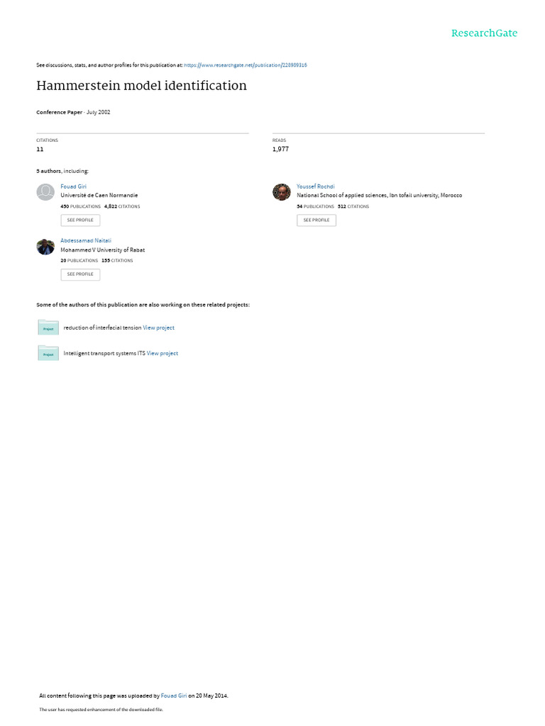Hammerstein_model_identification | PDF | Mathematics | Mathematical Analysis