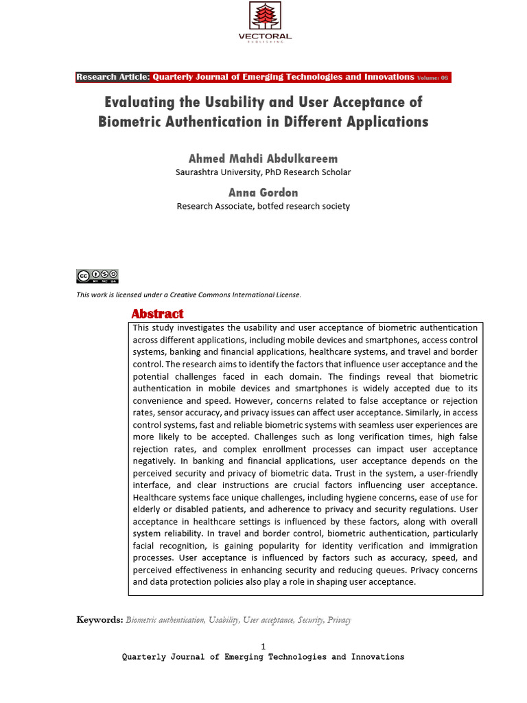 Evaluating The Usability and User Acceptance of Biometric Authentication in Different ...