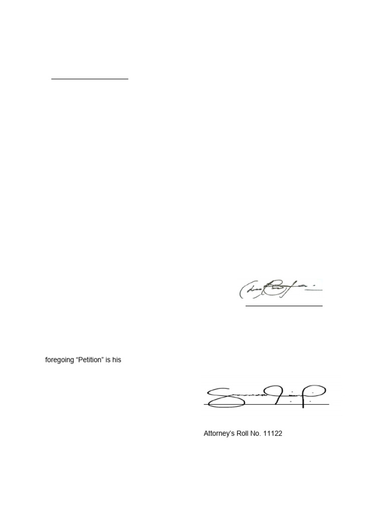 Exhibit A-1 Pertitioner's Signature in the Verification and ...