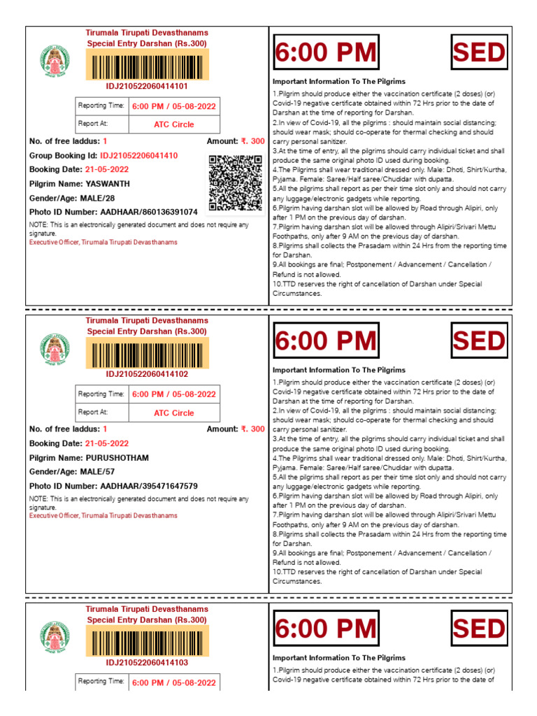 Tirumala Tirupati Devasthanams (Official Booking Portal) | PDF