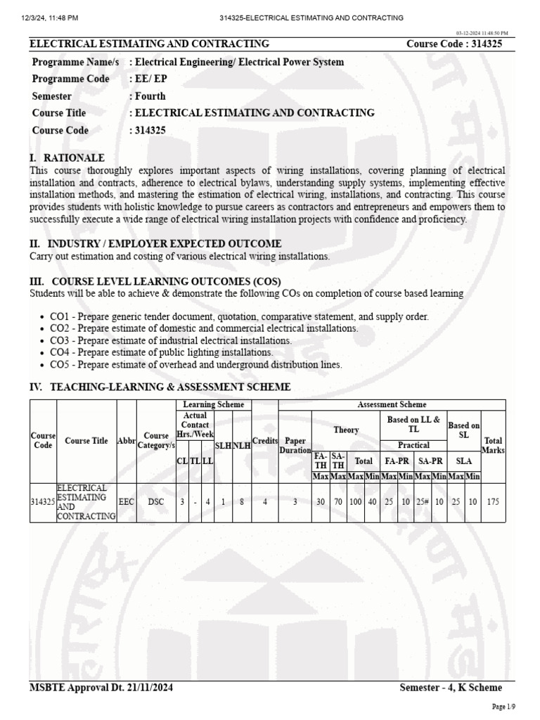 314325-Electrical Estimating and Contracting | PDF | Electrical Wiring | Electric Power Distribution