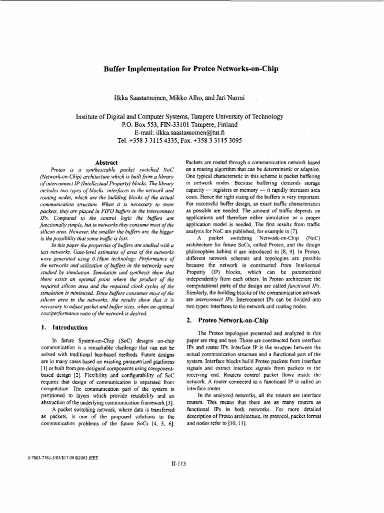 Buffer_implementation_for_Proteo_network-on-chip | PDF | Computer Network | Router (Computing)