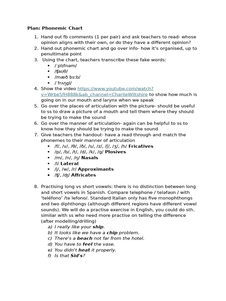 Plan phonemic chart session | PDF | Spanish Language | Phoneme