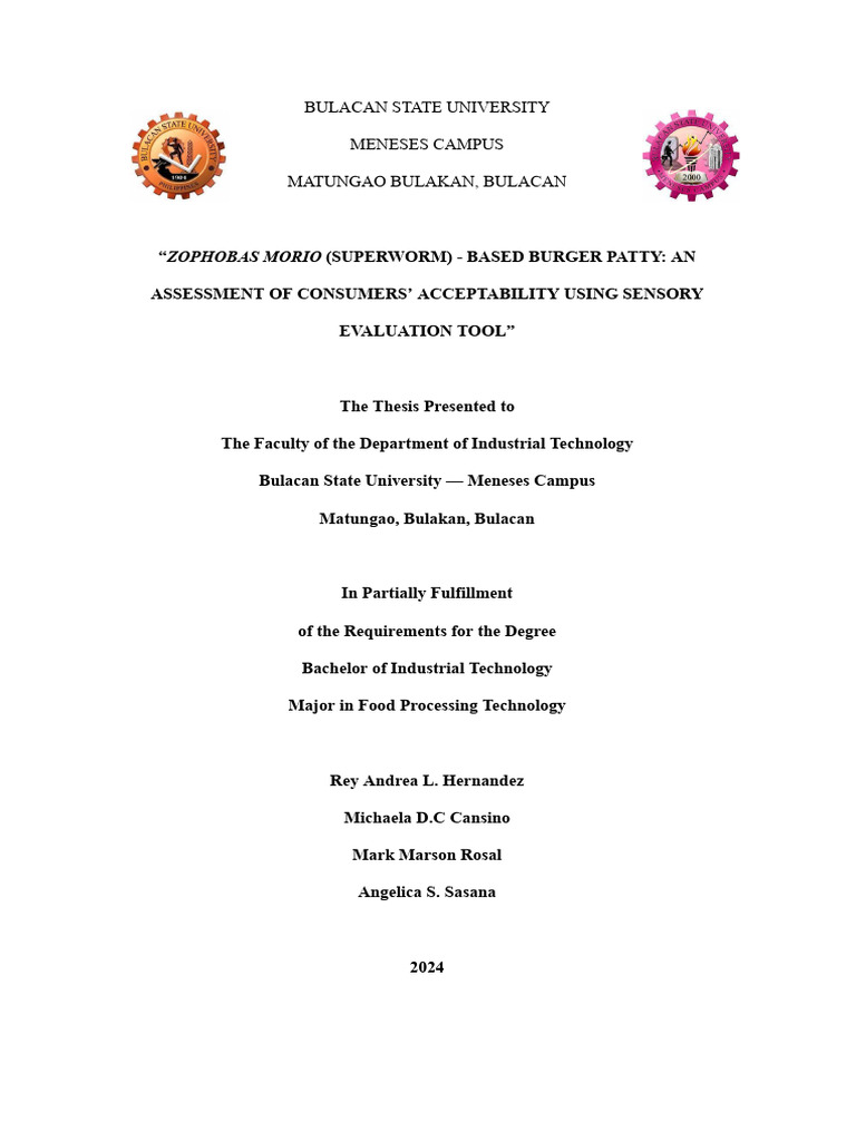Bsu Menese Thesis Superworm Burger Patty | PDF | Survey Methodology | Foods