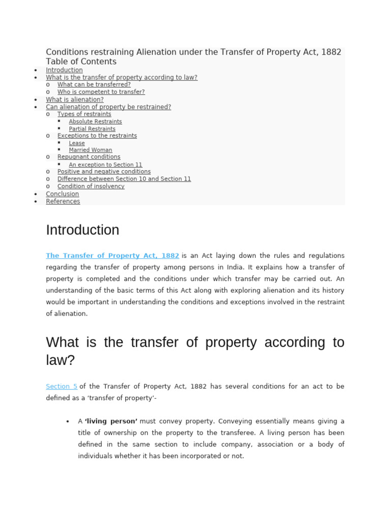 Restraints on Alienation in Property Law | PDF | Property | Lease