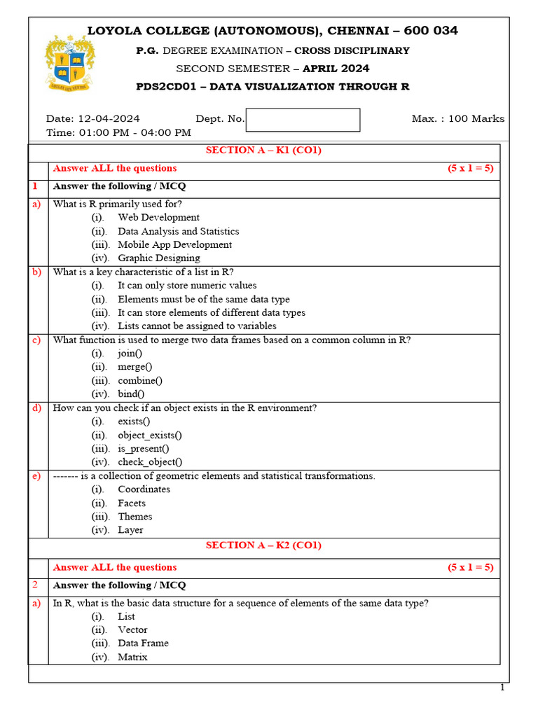 PDS2CS01 LOCF | PDF | Matrix (Mathematics) | Applied Mathematics