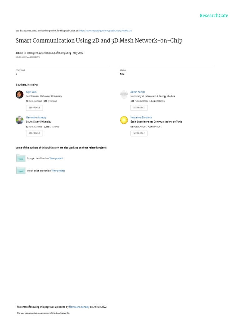 Smart Communication Using 2D and 3D Mesh Network-on-Chip | PDF | System ...