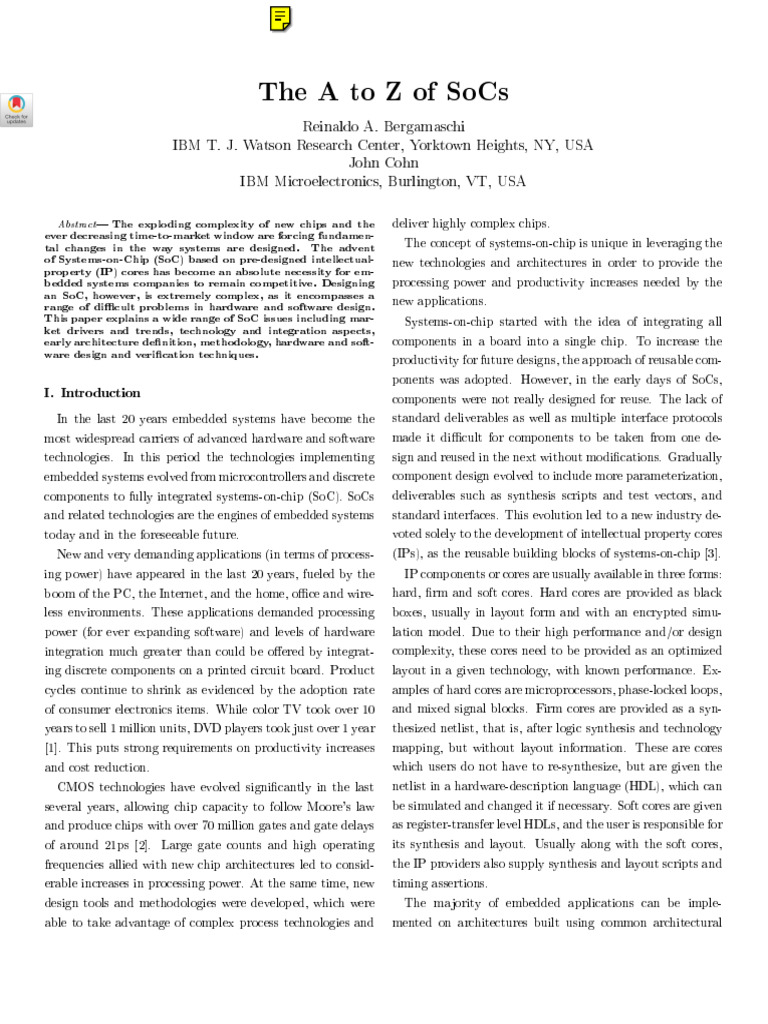 The A To Z of SoCs | PDF | System On A Chip | Hardware Description Language