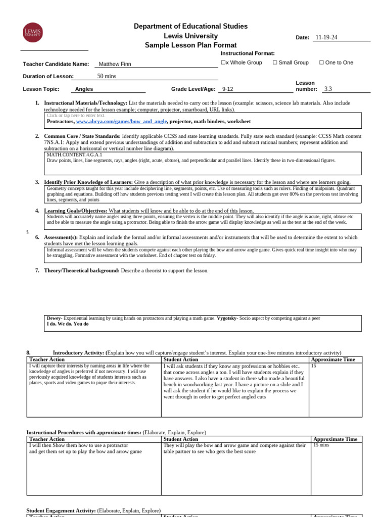 EDTPA Math Lesson Plan | PDF | Lesson Plan | Mathematics
