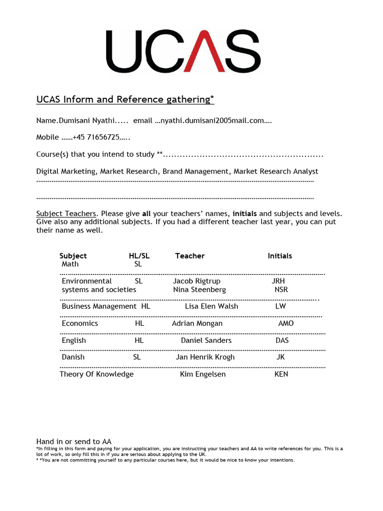 UCAS Predicted Grade and Reference Gathering | PDF