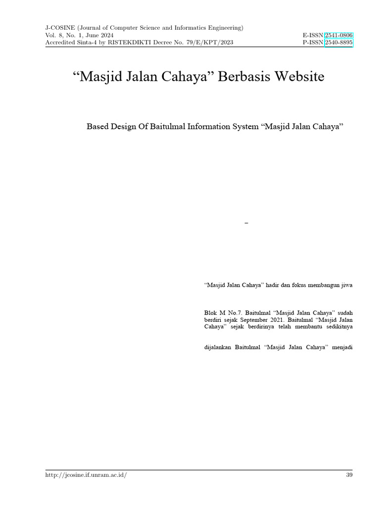 Website-Based Design of Baitulmal Information System "Masjid Jalan ...